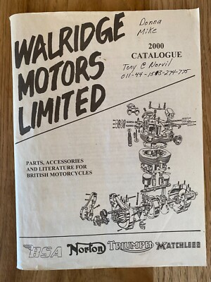 Walridge Motors Limited 2000 news print paper catalog BSA,Norton ...