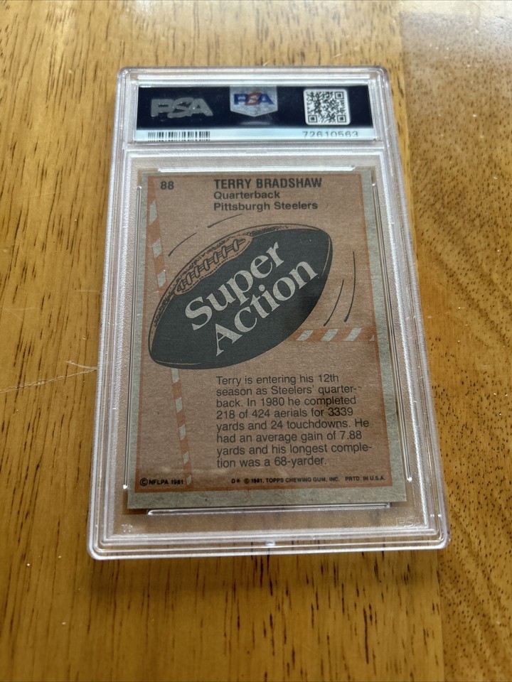 1981 Topps Football Terry Bradshaw HOF New Graded PSA 7 N-MINT WOW ...