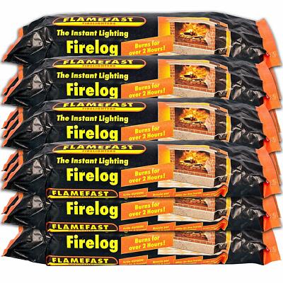 FLAMEFAST FIRE LOGS SMOKELESS INSTANT FIRELIGHTERS BURNS 2 HOURS BOX OF ...