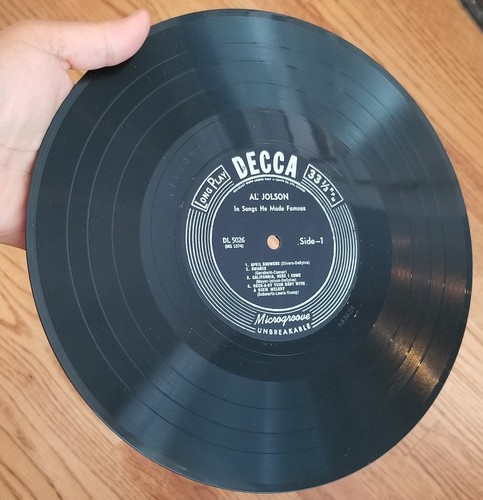 10" VINYL RECORD~1949 DECCA DLP 5026~AL JOLSON IN SONGS HE MADE FAMOUS ...