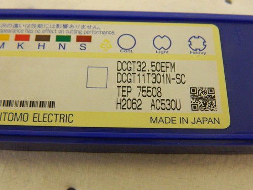SUMITOMO Turning Inserts qty 10: DCGT32.50EFM AC530U, Solid Carbide ...