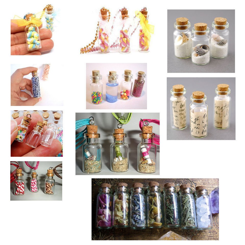 Mini Glass Message Charm Bottle With Cork Top 20 mm Crafts Favors ...