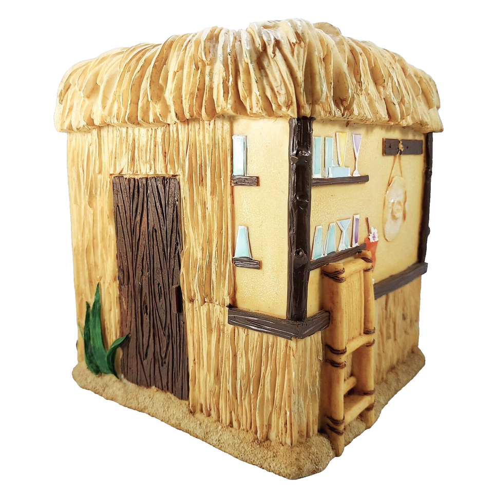 Tiki Hut Bar Tissue Box Cover Holder Yellow Faux Bamboo Thatched Roof ...