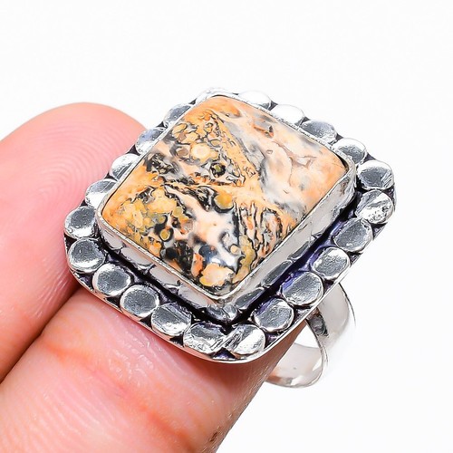 Leopard Skin Gemstone Handmade 925 Sterling Silver Jewelry Ring Size 7 ...