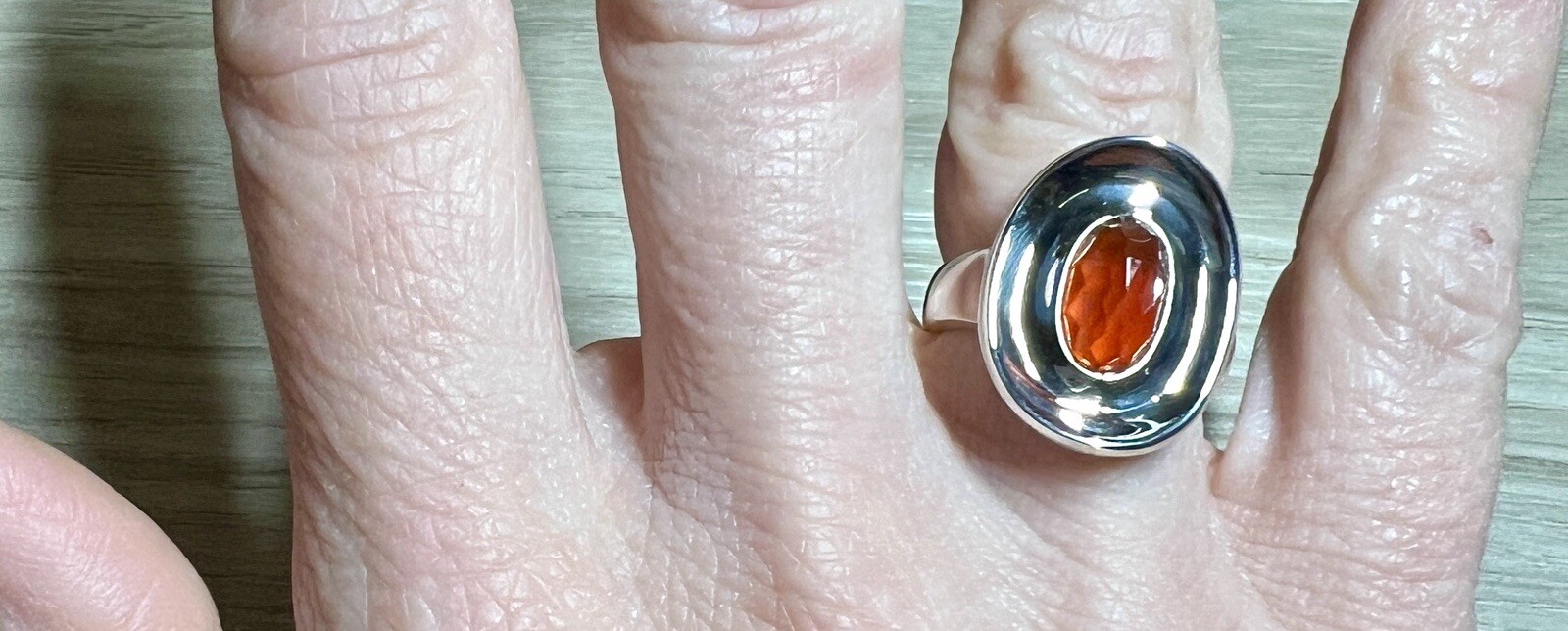 Designer Signed RLM Studio Sterling Silver Orange Carnelian Puddle Ring ...
