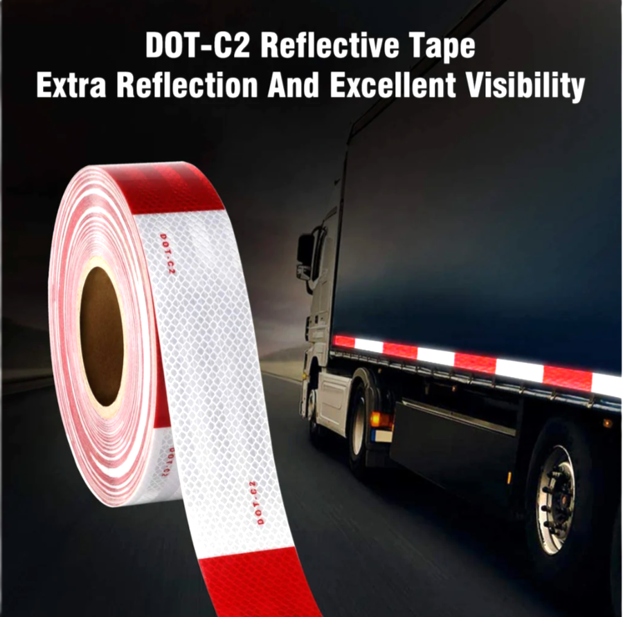 2 Rolls DOT‑C2 Conspicuity Tape Red/White Reflective Safety Tape 2” x ...