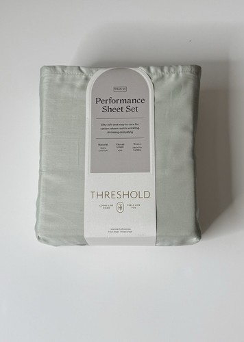 Threshold Solid Performance 400 Thread Count Sheet Set Twin XL, Silver Green 191908880297| eBay