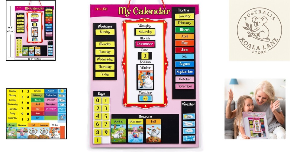 Kids' Interactive Magnetic Calendar & Weather Toy - Ideal for Home or ...