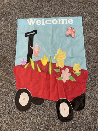 Garden Cart Colorful Flowers House Yard Banner Flag Welcome 28x40 | eBay