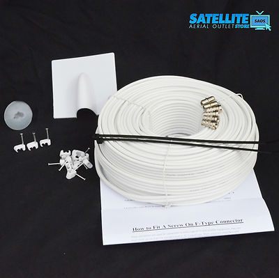 5m White TWIN Coaxial Satellite Extension Cable Kit for Sky Q, HD ...