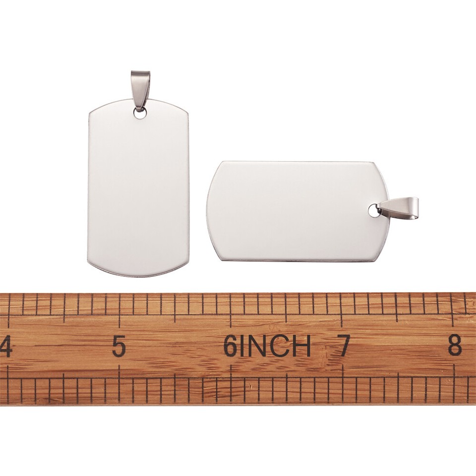 50pcs 201 Stainless Steel Rectangle Blank Stamping Tag Pendants Charms ...