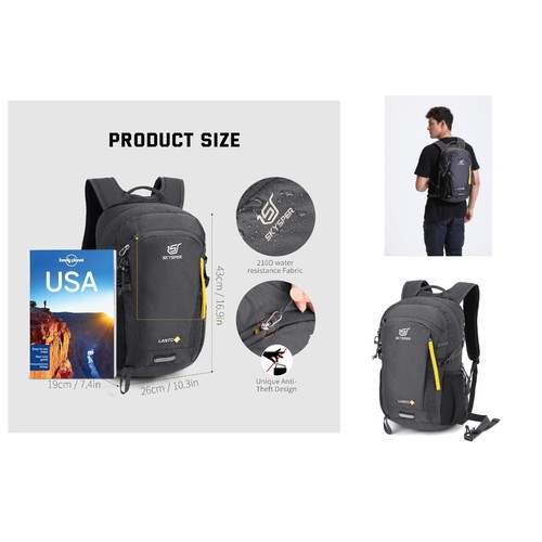 Stylish 20L Hiking Daypack - Water-Resistant, Anti-Theft with Canopy ...