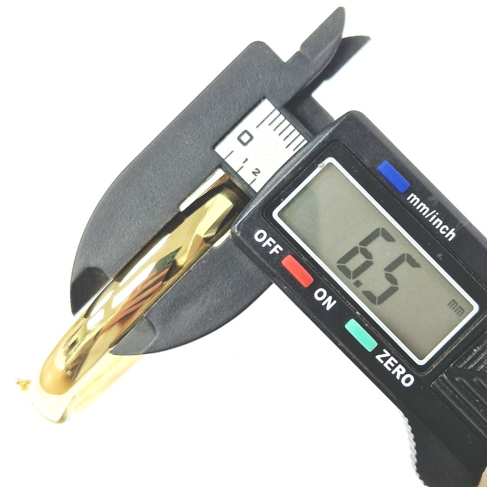 9ct Gold Bangle Ladies Hinged Safety Catch UK Hallmarked 6.5mm Wide ...