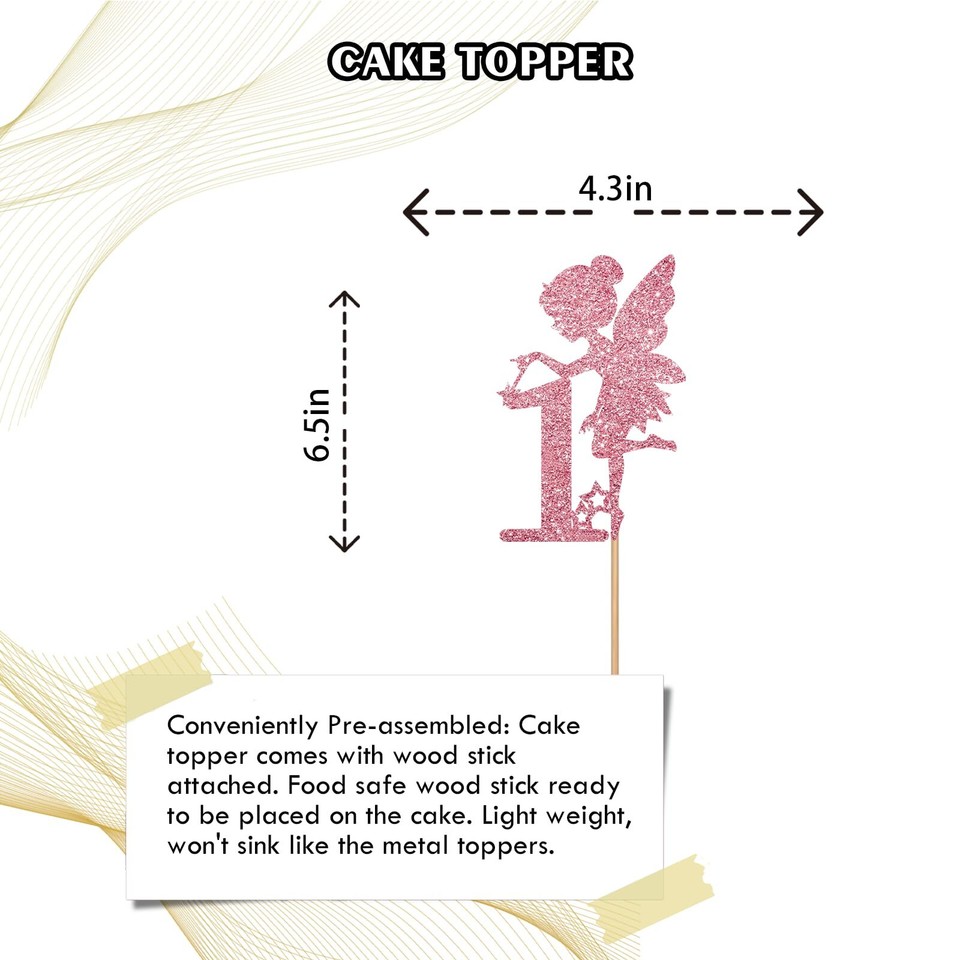 Fairy 1 Cake Topper, Rose Gold Fairy 1st Birthday Cake Topper, Fairy ...