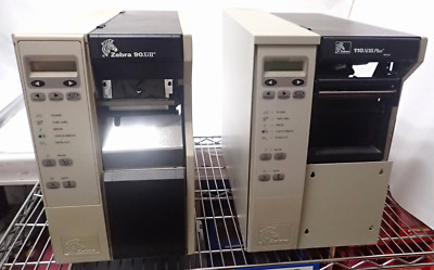 LOT OF 2 ZEBRA THERMAL BARCODE LABEL PRINTERS (90XiII & 110XiIII Plus ...