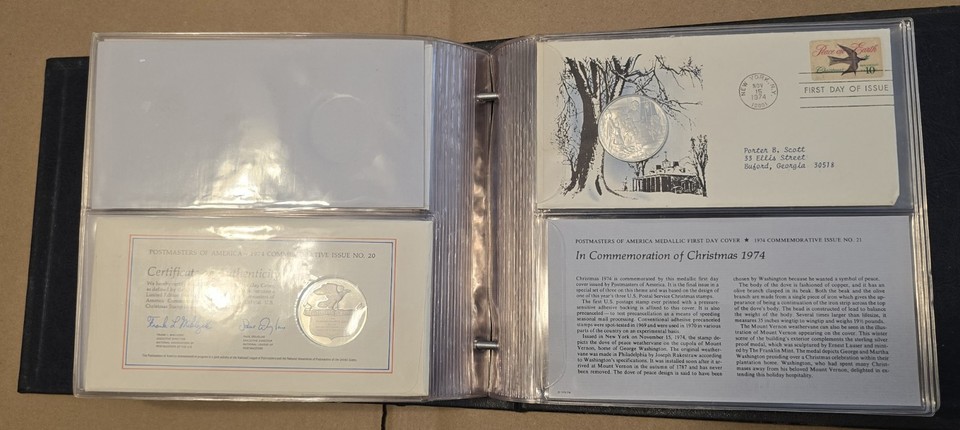 1971 POSTMASTERS OF AMERICA MEDALLIC SET OF 21 FDC STERLING ROUNDS W ...