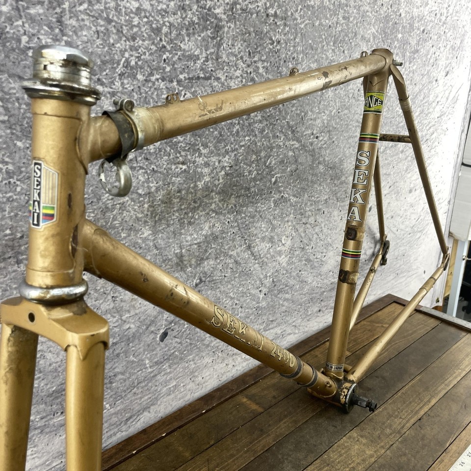 Vintage Sekai 2400 Lugged Steel Road Bike Frame 53 cm Tange Japan 700c ...