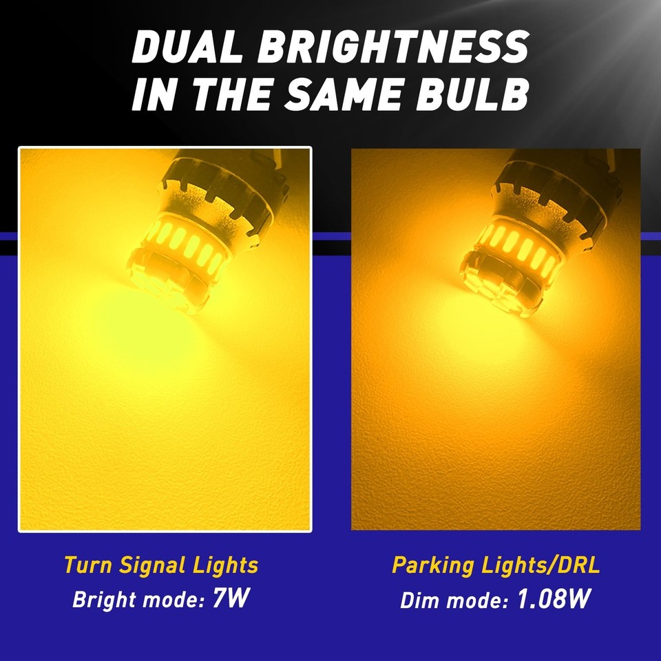 Amber Yellow 1157 2057 LED Turn Signal Tail Light Bulbs CANBUS Error ...