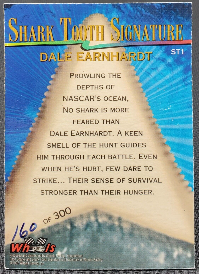 1997 Wheels Race Sharks - Shark Tooth Signatures Dale Earnhardt Auto ...