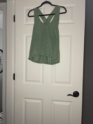 Zyia Split Open Back Tank Top Green And Gray Large | eBay