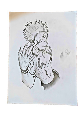 Original Handcrafted Charcoal & Graphite Drawin g Anime Poster, 16x12 ...