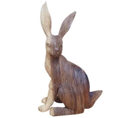 Hand Carved Hare, Suar Wood Carving, Hand Carved Statue, Ornament | eBay UK