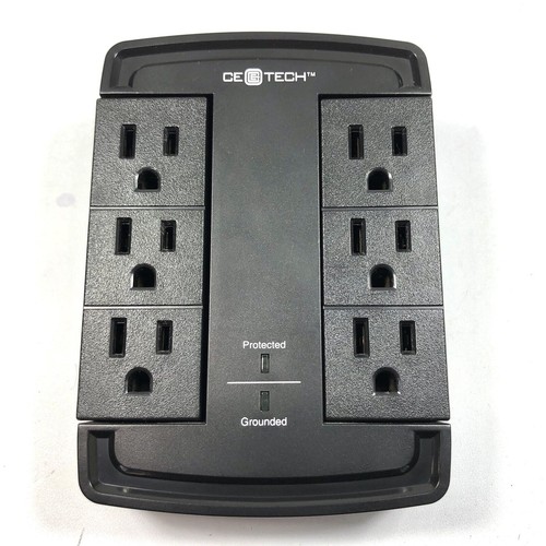 CE Tech 6 Outlet Adjustable Angle Receptacle Block 12volt 15amp Black ...