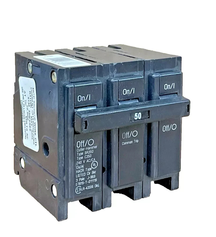 Eaton BR350 3 Pole, 50A, 240V Circuit Breaker NEW | eBay