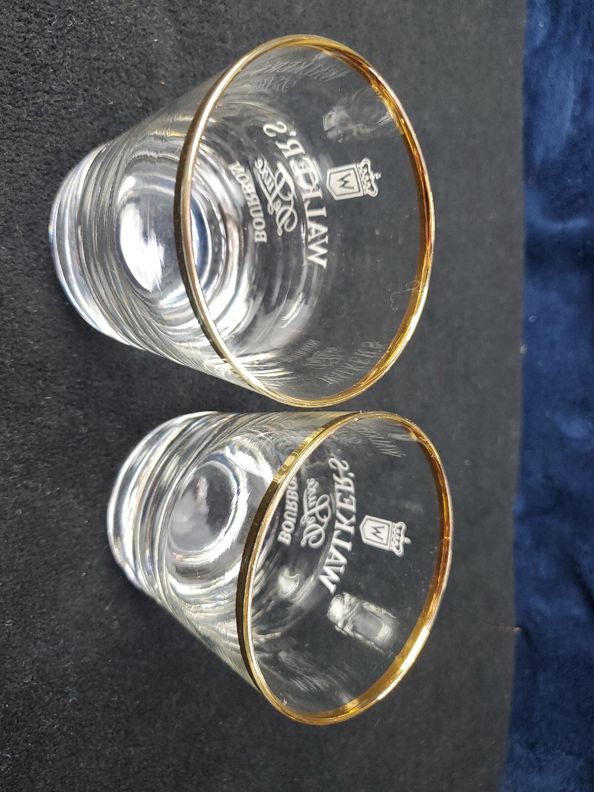 NICE Set Of 2 Walker's Deluxe Burbon Rocks Gold Rimmed Drinking Glasses ...