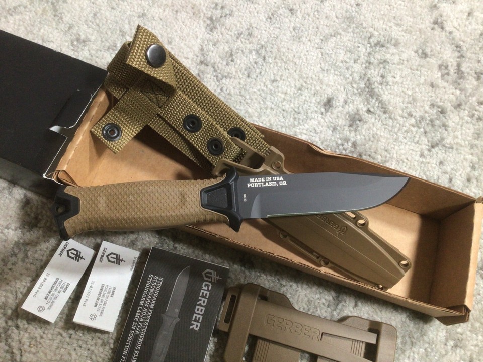Gerber Strongarm Fixed Blade Fine Edge Knife Modular MOLLE Sheath ...