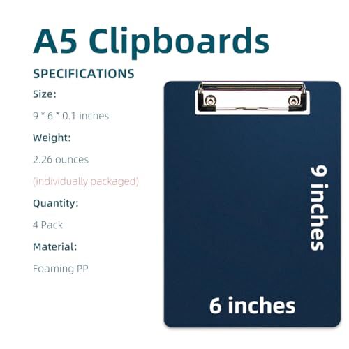4 Pack 6x9 Inch Mini Clipboards for Notepads Memo Size Pocket Menu ...