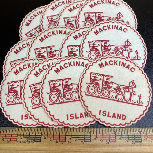 12 VTG Mackinaw Island Drink Coasters Wax Bottom Japan Horse Drawn ...