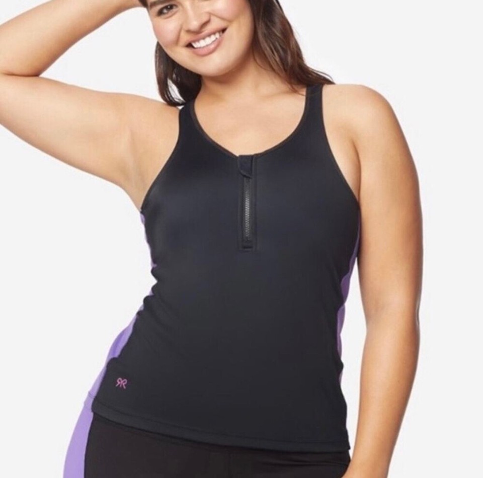 RUBY RIBBON ZIP FRONT SPORT DEMI TANK #1786 NEW! | eBay