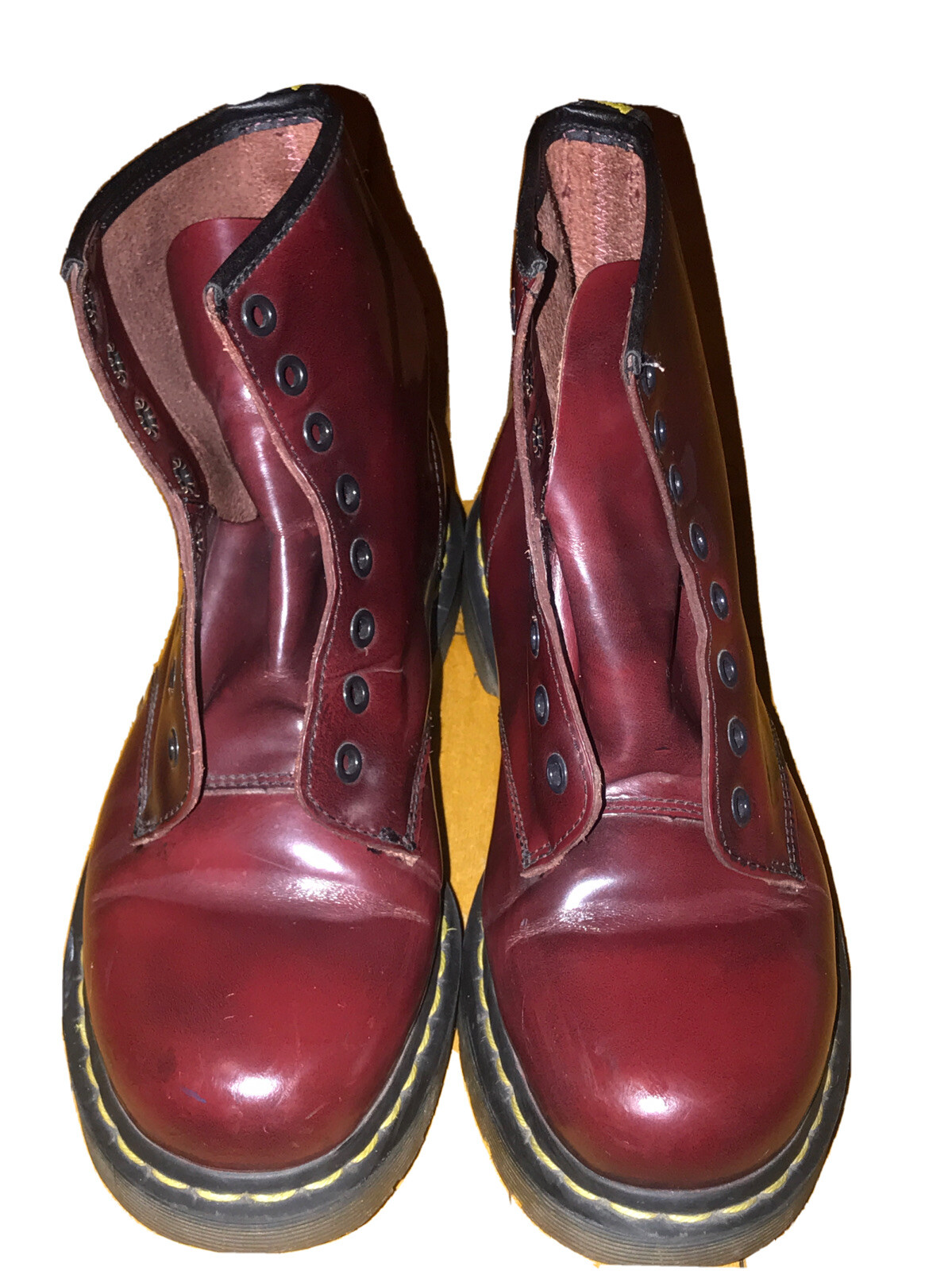 Dr. Martens Womens Air Wair Cherry Red Leather Boots Size 8 No Laces