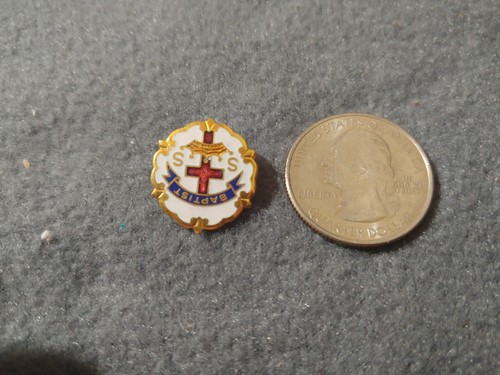 Vintage Baptist Sunday School Little Cross and Crown Pin - White | eBay