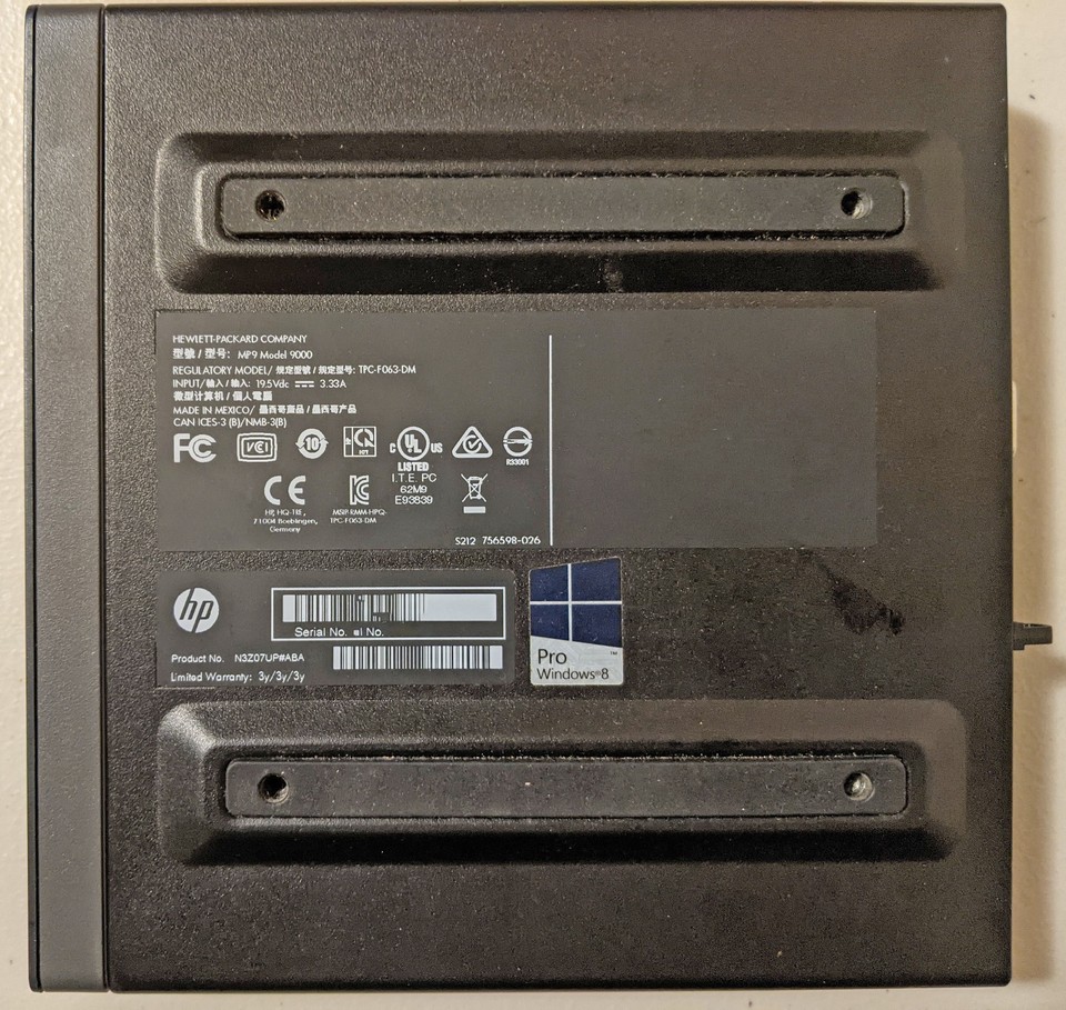 HP MP9 9000 mini desktop PC i5-4570T 2.90GHz CPU 8GB ram 256GB SSD ...