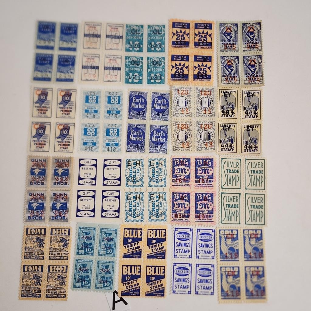80 Blue savings stamps sample pack 20 different blocks cinderella ...