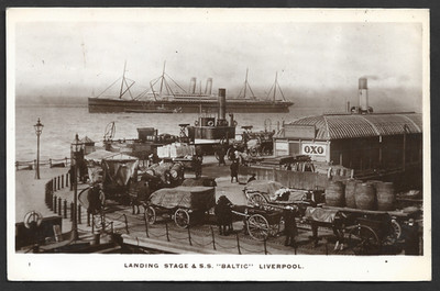 1909 S.S BALTIC WHITE STAR LINE SHIP LIVERPOOL LANDING STAGE REAL PHOTO ...