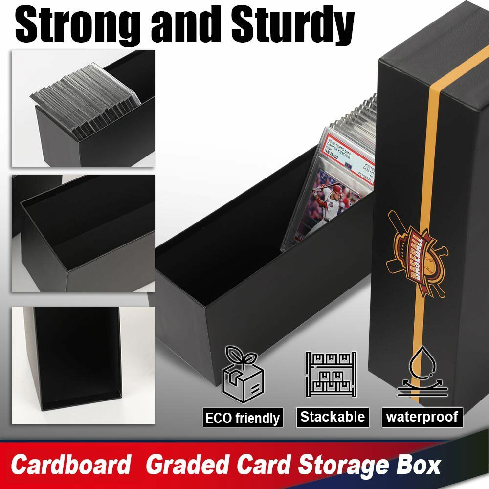 New Graded Card Storage Holder Container - Black Box Holds 50-55 Graded ...