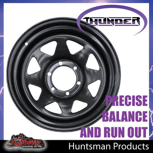 16X7 6 Stud Black Steel Thunder Wheel Rim -13 Offset 6/139.7 suits ...