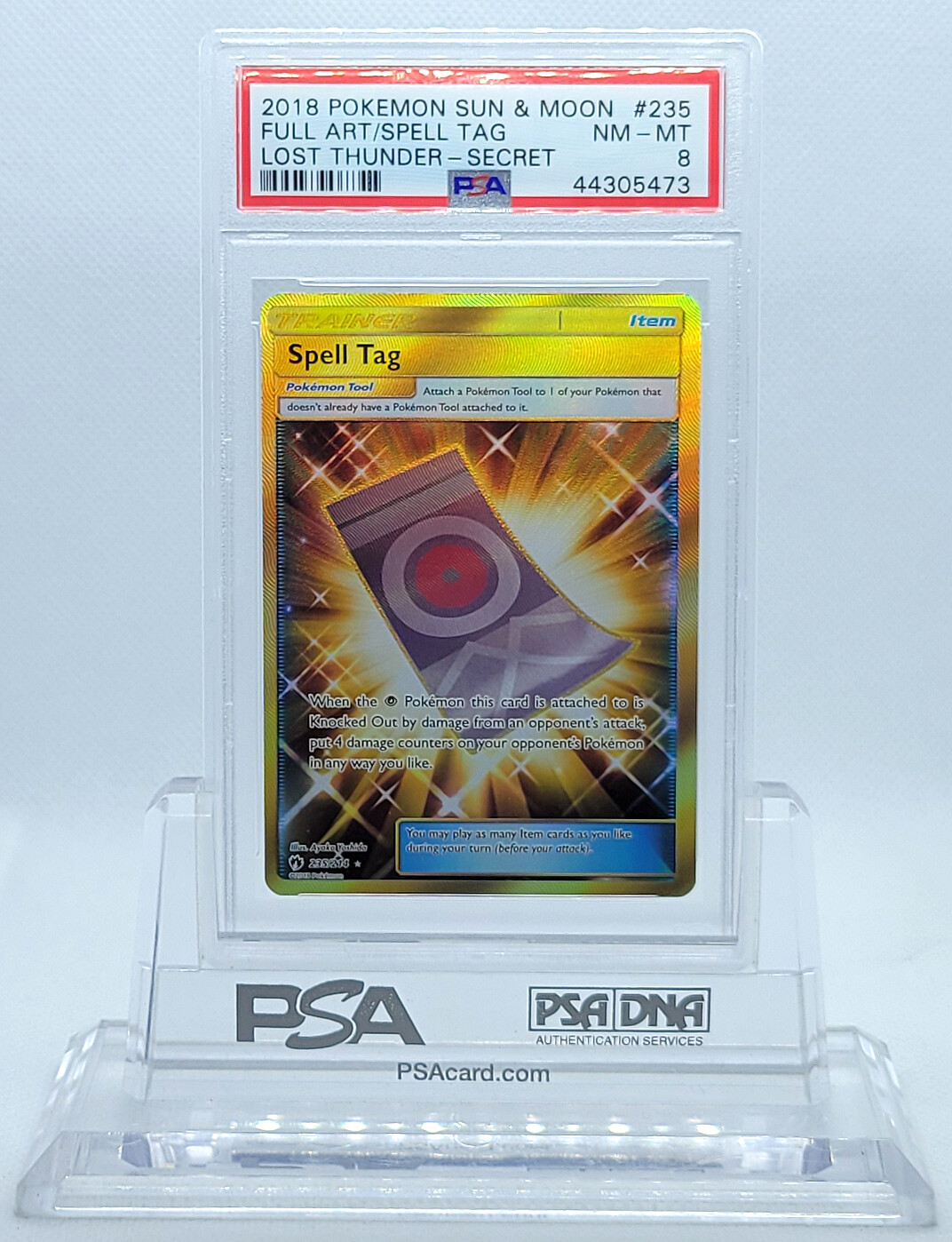 POKEMON LOST THUNDER SPELL TAG #235 SECRET RARE HOLO FOIL PSA 8 NM-MT ...