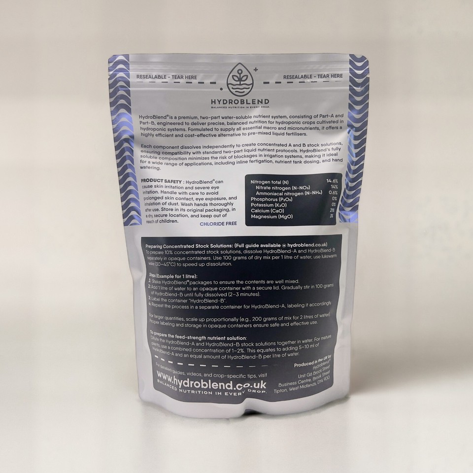 HydroBlend Hydroponic Nutrients (1kg A + 1kg B) Fully Soluble ...