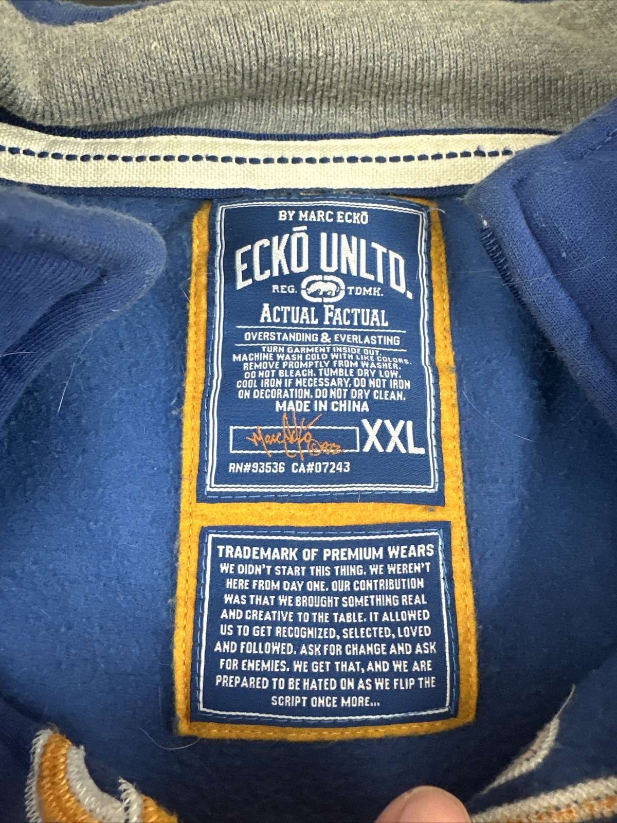 Ecko Sweatshirt Men's XL Blue Full Zip Streetwear Sweater Adult | eBay