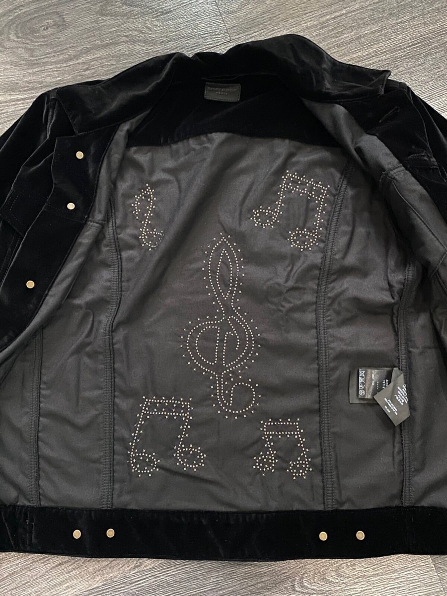 Saint Laurent Men Music Notes Trucker Jacket Small Black Saint Laurent Men Music Notes Trucker Jacket Small Black