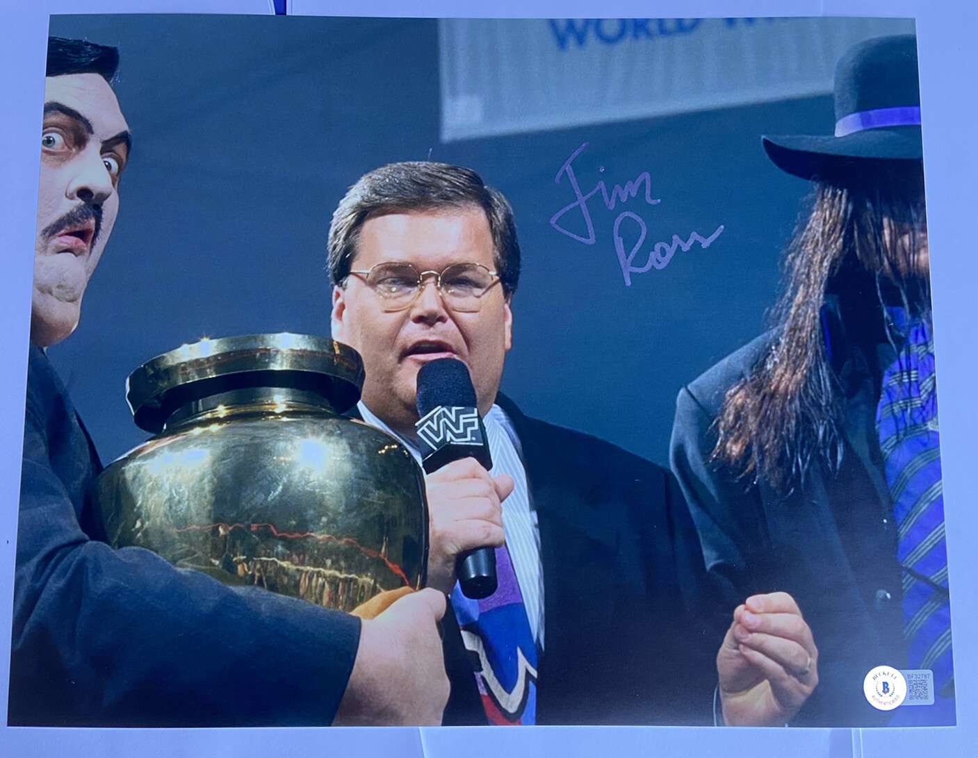 WWE Jim Ross SIGNED 11x14 Wrestling Photo w/ Paul Bearer & Undertaker ...