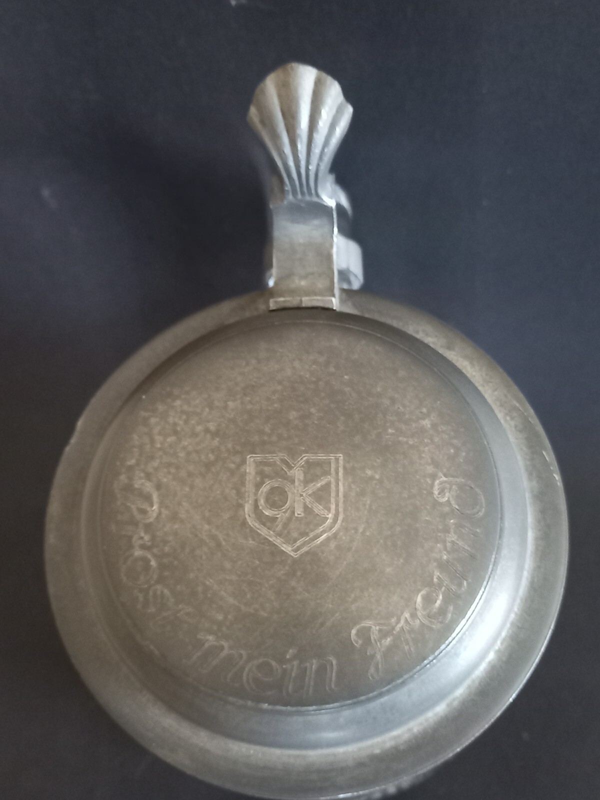 German Glass Pewter Beer Mug Stein Vintage Lid Decorated Brand/Prost ...