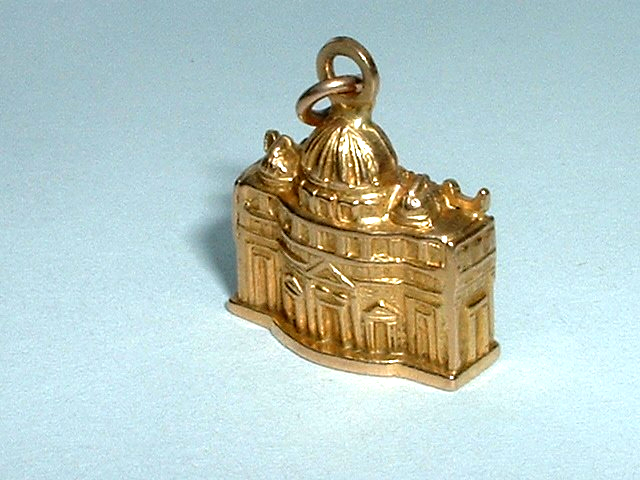 VINTAGE 18k YELLOW GOLD ST PETERS VATICAN BASILICA ITALY PENDANT CHARM ...