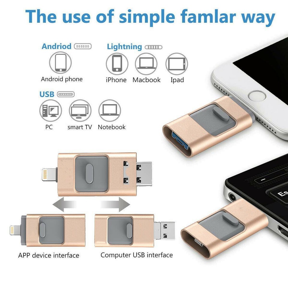 Portable Type C USB Flash Drive Memory Stick For iPhone 14 15 16 ...
