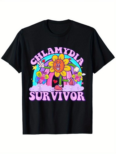 Chlamydia Survivor FUNNY Sarcastic Ironic Y2K Inappropriate T-Shirt ...