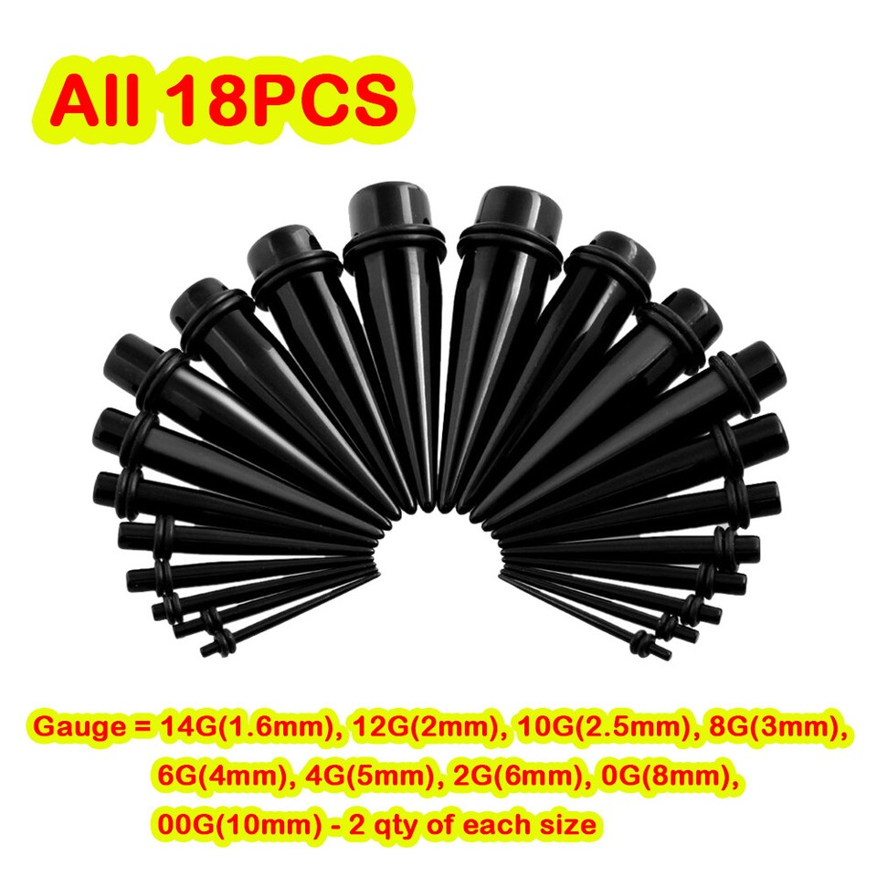 18pcs Acrylic Big Gauges Kit Ear Stretching Tapers Plugs Piercing Set ...
